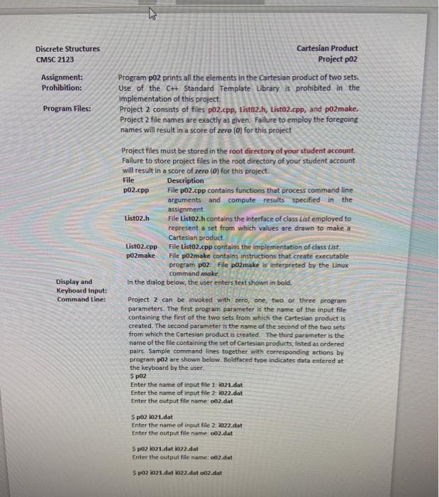 Solved Discrete Structures CMSC 2123 Assignment: | Chegg.com