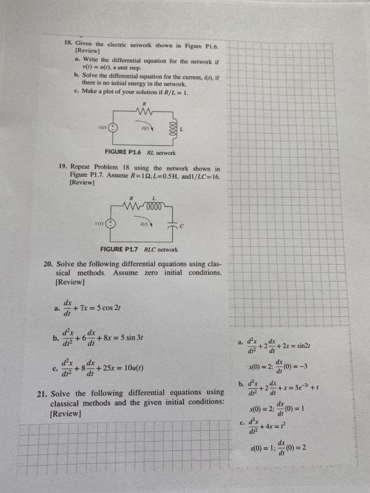 Solved 18. Given the electric network shown in Figure P16. | Chegg.com