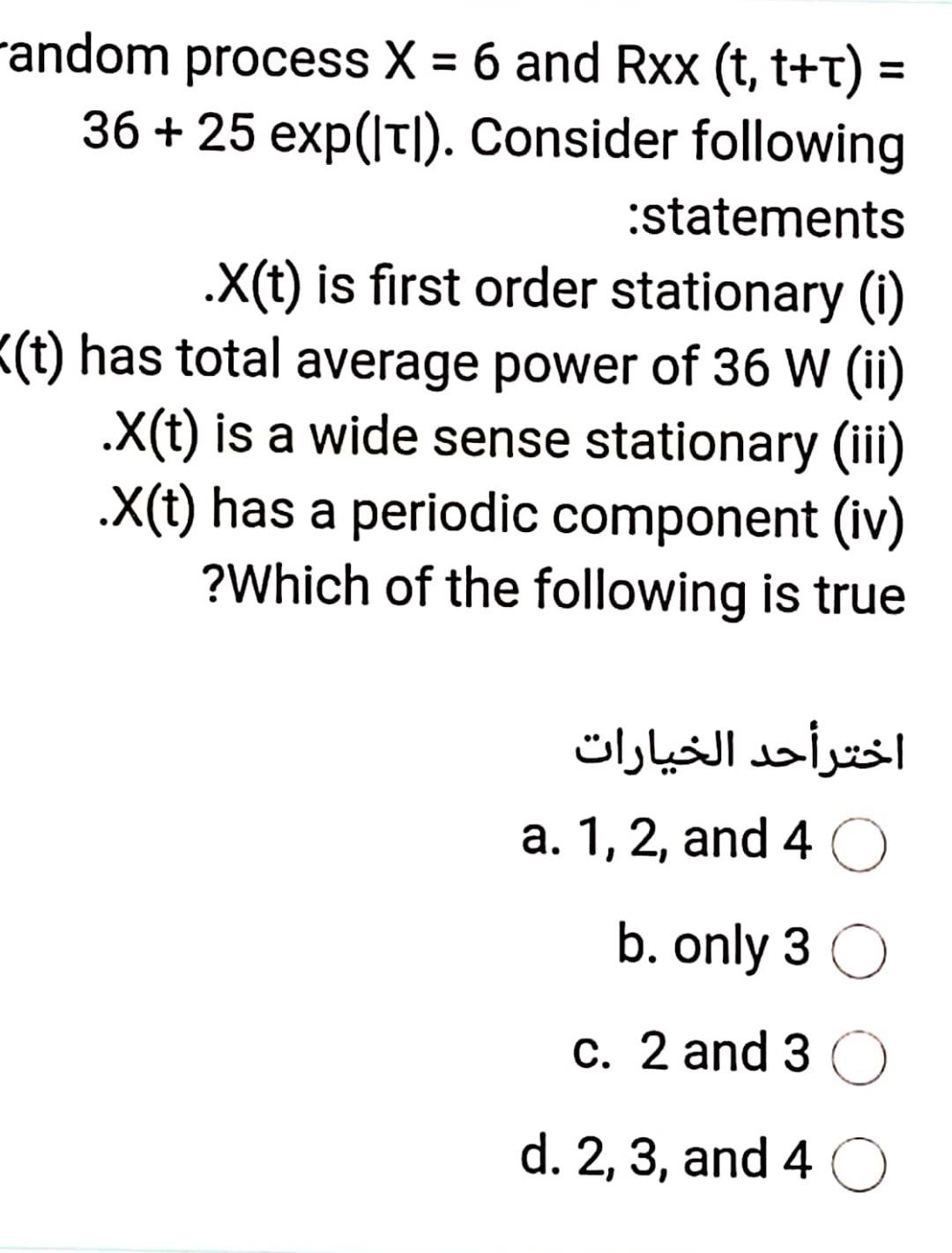 Solved Given The Following Autocorrelation Function The