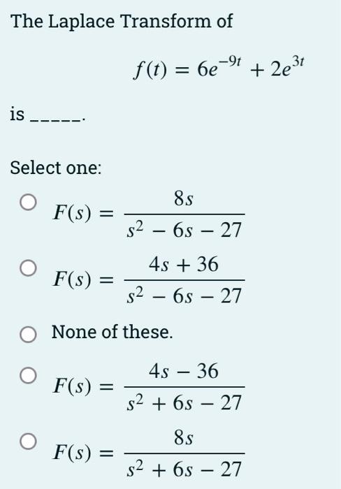 Solved Using the inverse Laplace transform, we have L-1 L-{ | Chegg.com