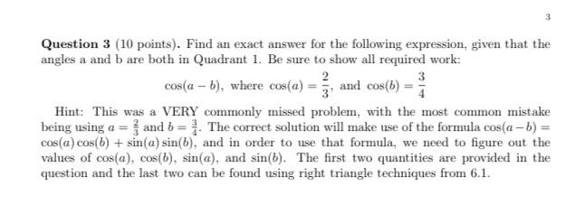 Solved Question 5 (6 points). Complete the cofunction | Chegg.com