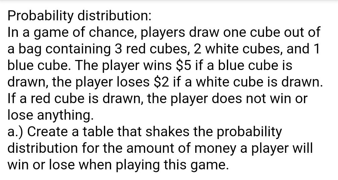 Solved Probability distribution: In a game of chance, | Chegg.com