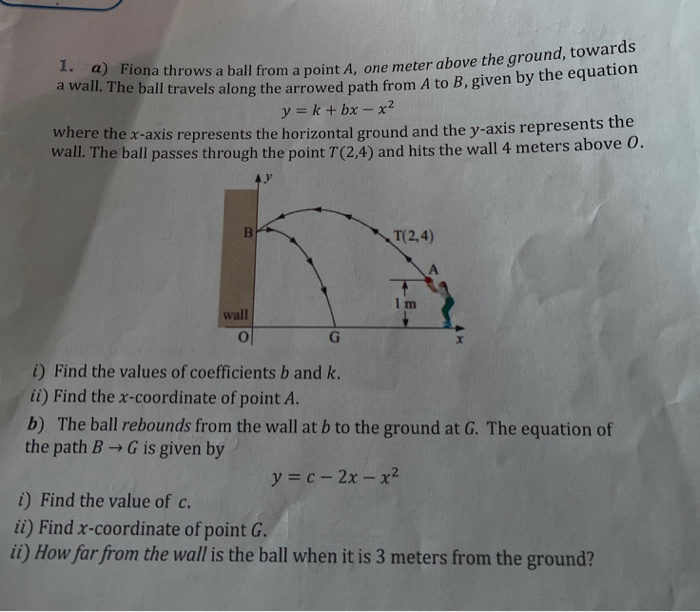Solved point A, one meter above the ground, towards arrowed | Chegg.com