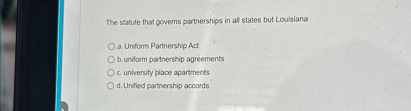 Solved The statute that governs partnerships in all states | Chegg.com
