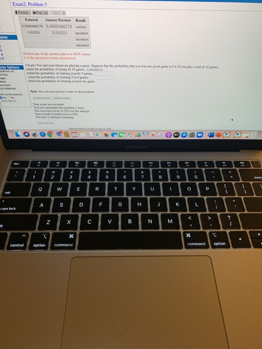 Solved Exam2: Problem 5 Pero Ab Entered Answer Preview | Chegg.com