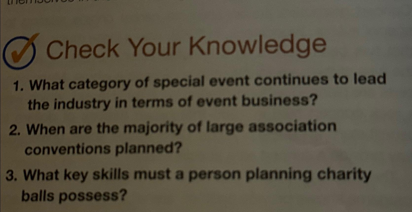 Solved Check Your KnowledgeWhat category of special event | Chegg.com