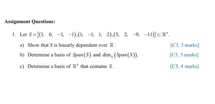 Solved Assignment Questions 1 Let S 1 0 1 11 