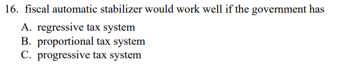 Solved fiscal automatic stabilizer would work well if the | Chegg.com