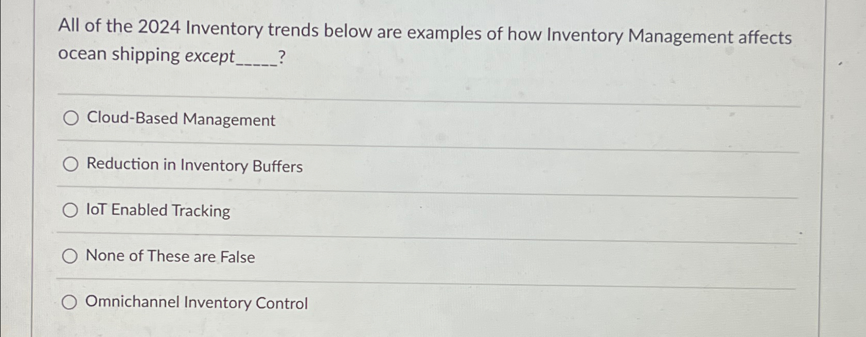 Solved All of the 2024 ﻿Inventory trends below are examples | Chegg.com