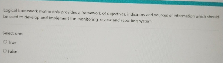 Solved Logical framework matrix only provides a framework of | Chegg.com