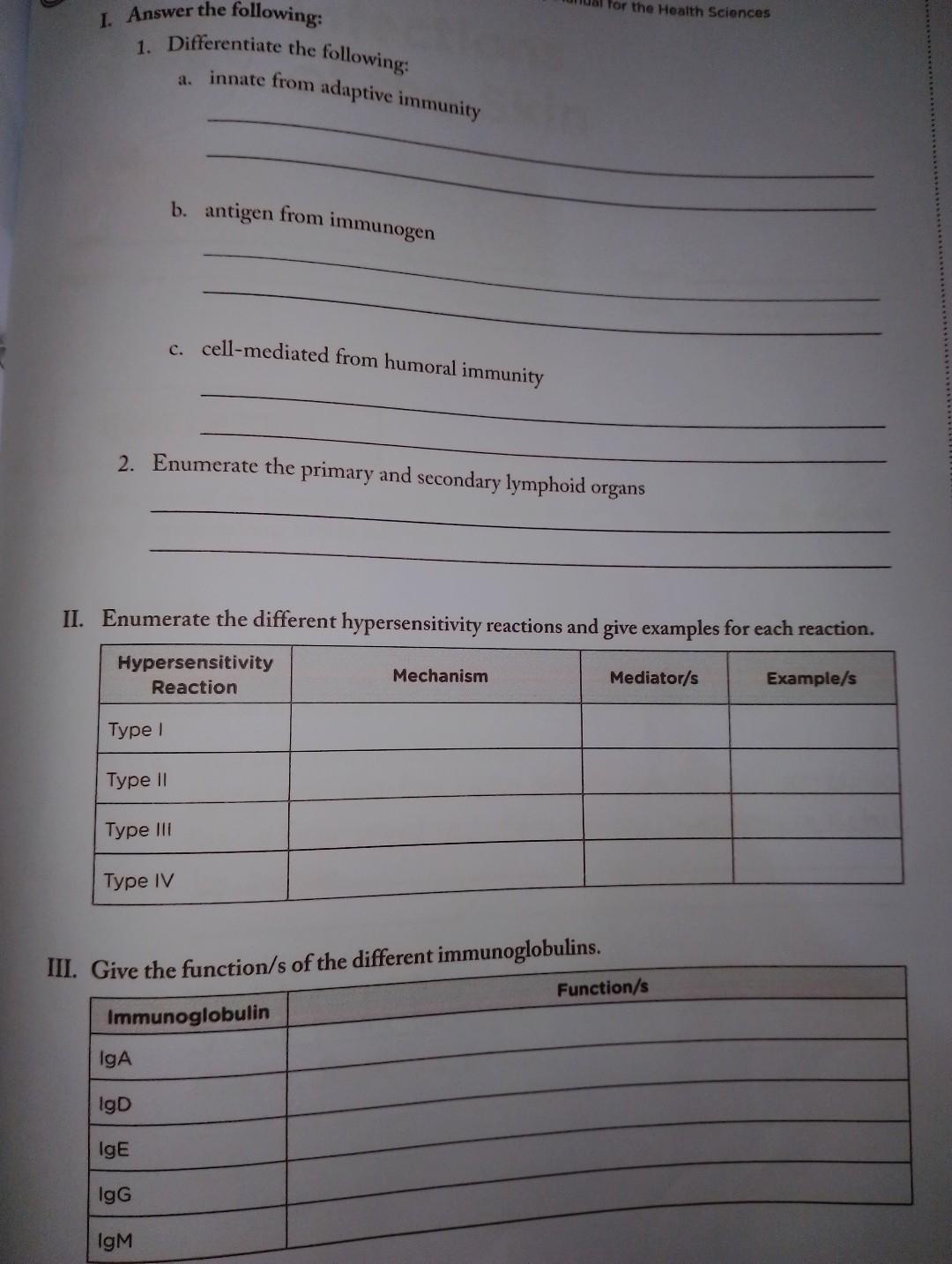 Solved 1. Answer the following: 1. Differentiate the | Chegg.com