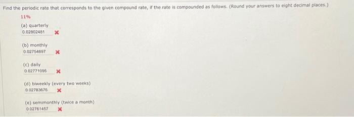 Solved Find the periodic rate that corresponds to the given | Chegg.com