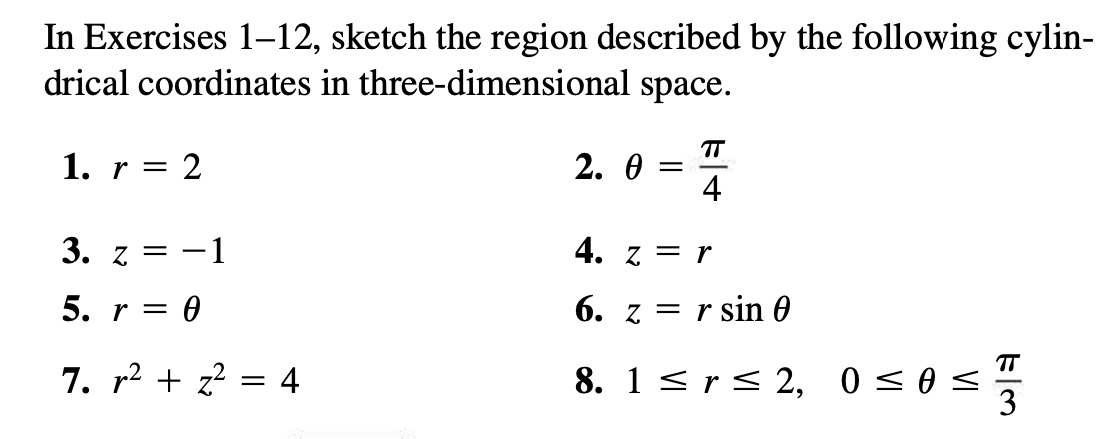 Solved In Exercises 1-12, ﻿sketch the region described by | Chegg.com