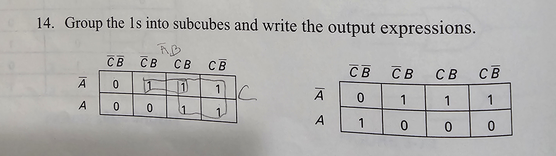 Solved Group the 1s into subcubes and write the output | Chegg.com
