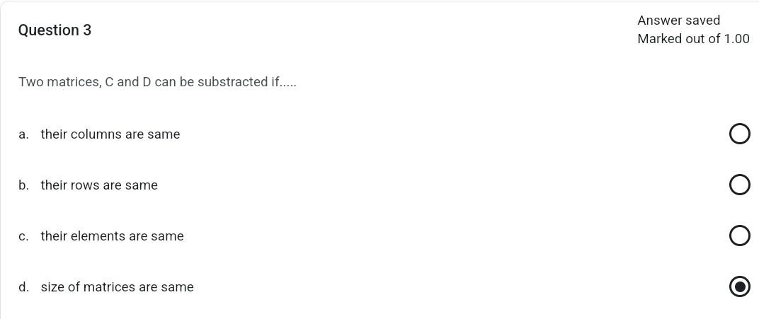 Solved Question 1 Answer saved Marked out of 1.00 Given that | Chegg.com