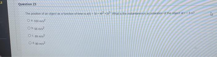Solved The position of an object as a function of time is | Chegg.com