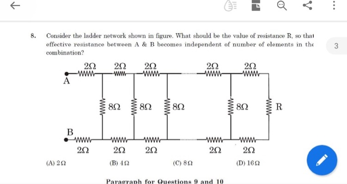 Solved 8. 3 Consider the ladder network shown in figure. | Chegg.com