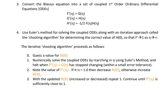 Solved 3. Convert the Blasius equation into a set of coupled | Chegg.com