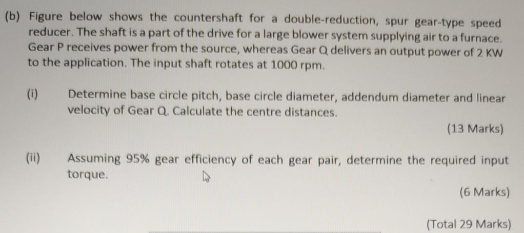 (b) Figure below shows the countershaft for a | Chegg.com