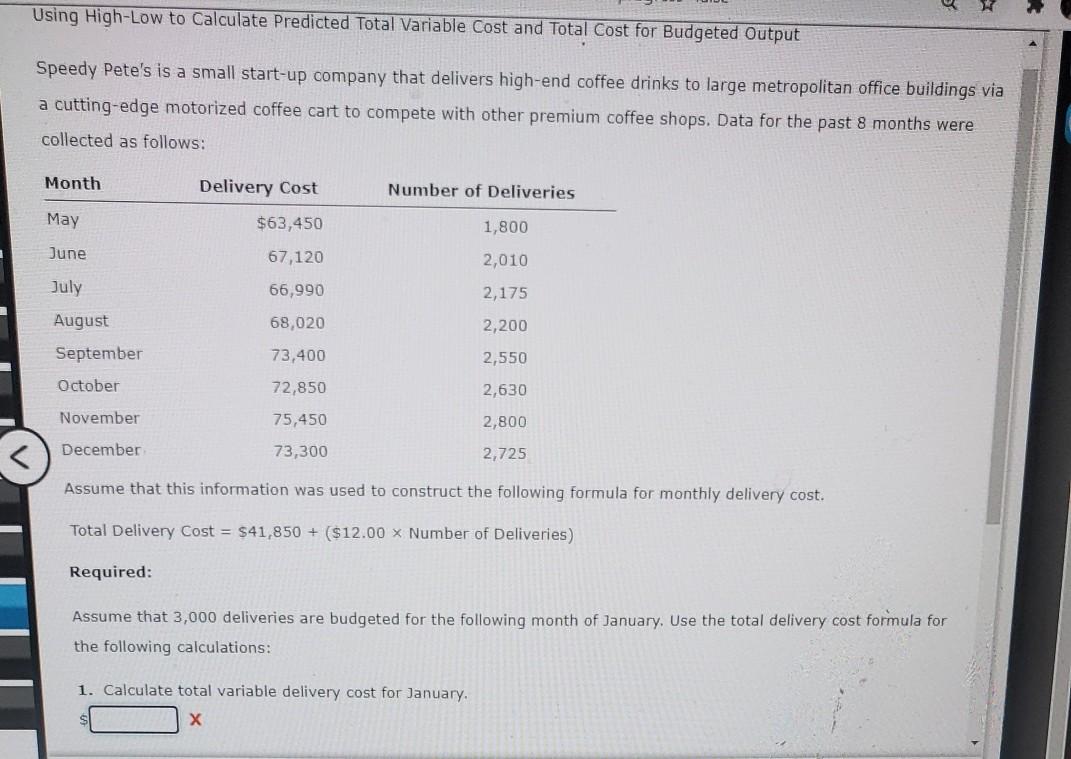 Solved Using High-Low to Calculate Predicted Total Variable | Chegg.com