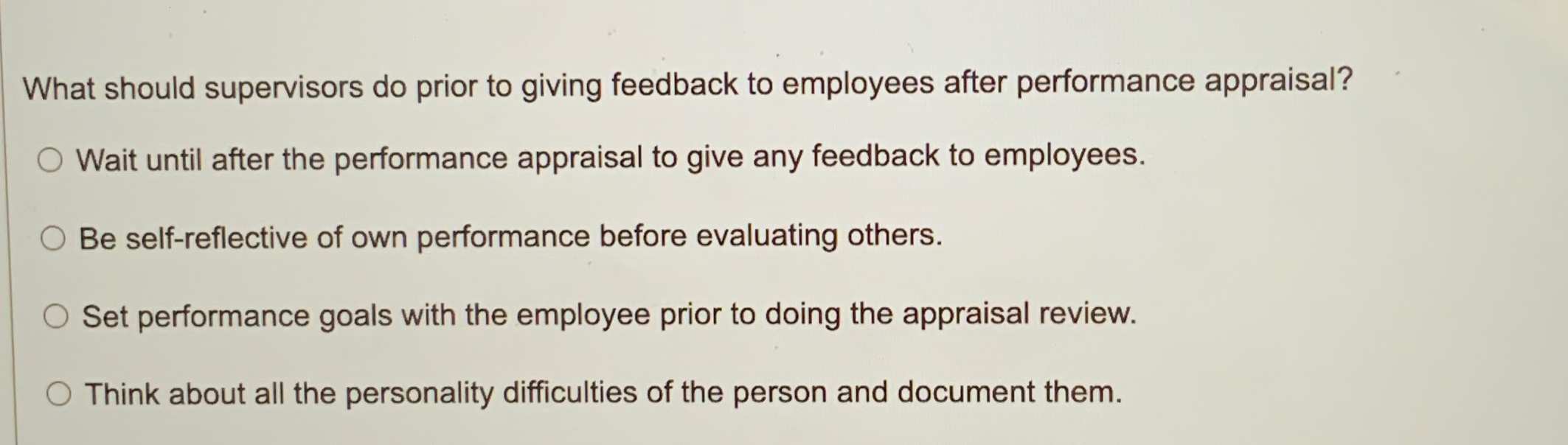 Solved What should supervisors do prior to giving feedback | Chegg.com