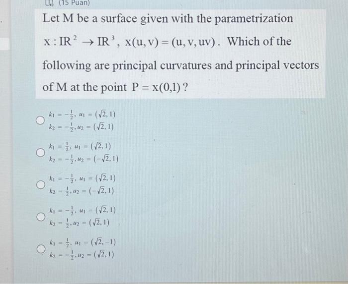 Solved Let M be a surface given with the parametrization | Chegg.com
