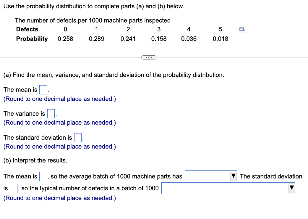 Solved Use the probability distribution to complete parts | Chegg.com