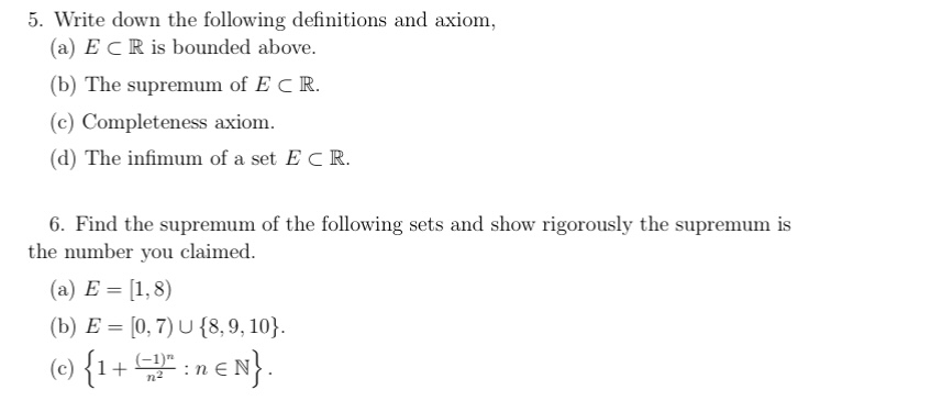 Solved 5. ﻿Write down the following definitions and | Chegg.com