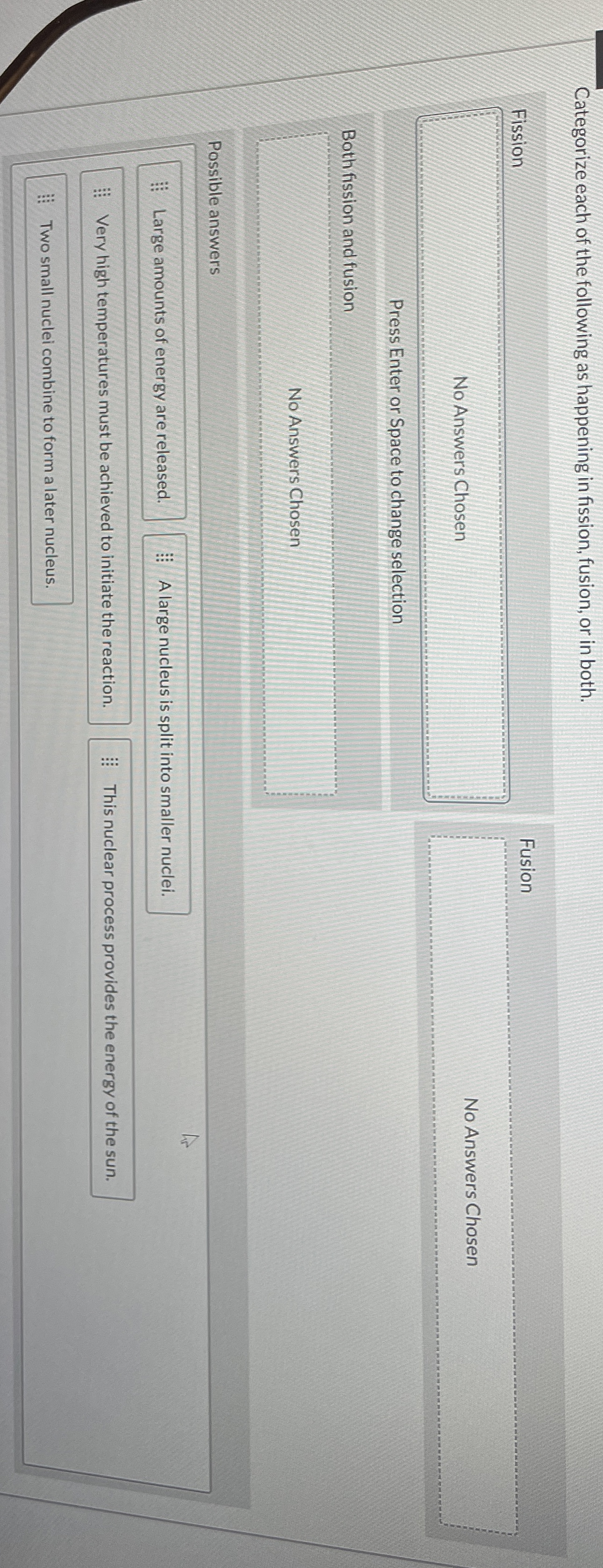 Solved Categorize each of the following as happening in | Chegg.com