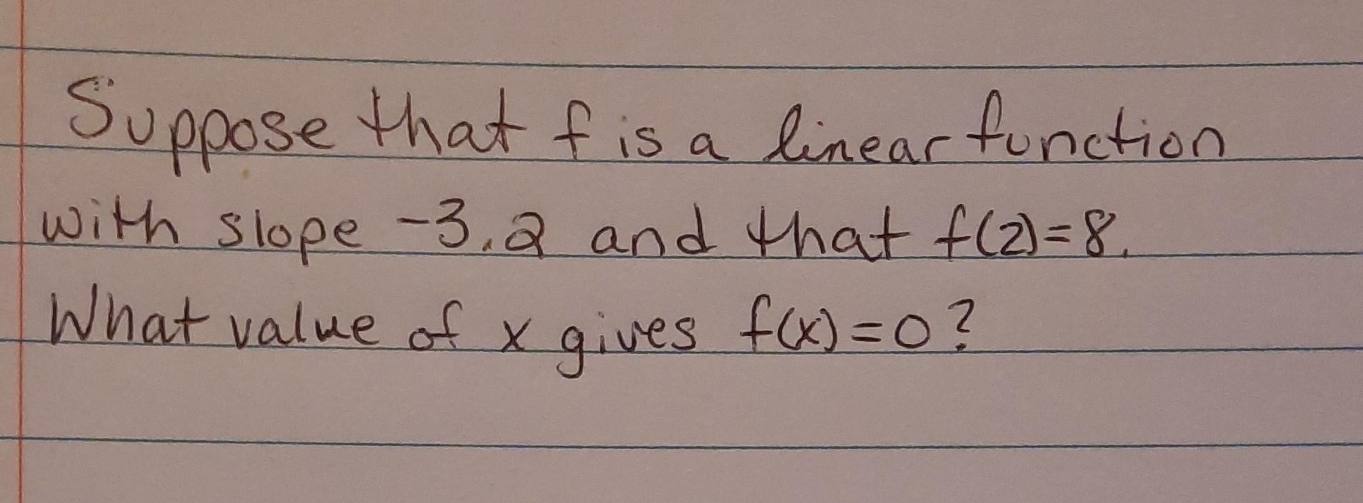 Solved Suppose that f is a linear function with slope −3,2 | Chegg.com