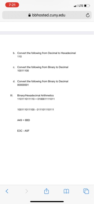 Solved 7:21 LTE bbhosted.cuny.edu Name: CSC 220 - Quiz 1 | Chegg.com