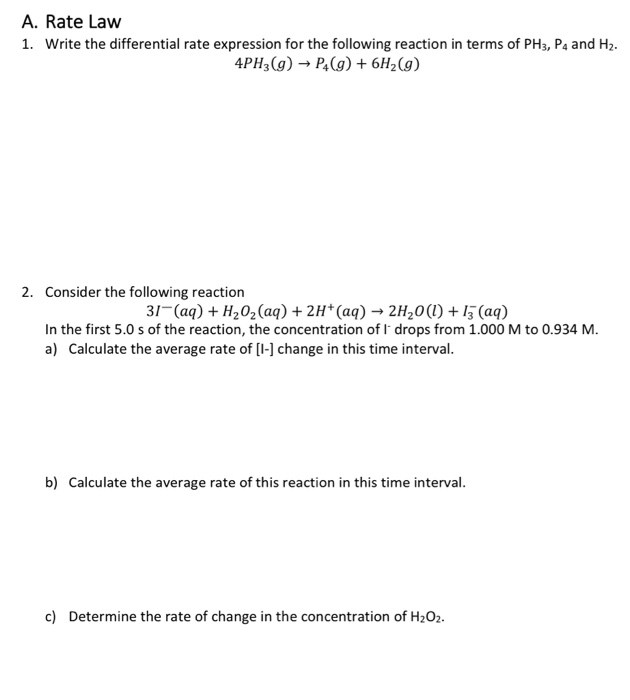 Solved A Rate Law 1 Write The Differential Rate Expression Chegg Solved A Rate Law 1 Write The Differential Rate Expression Chegg