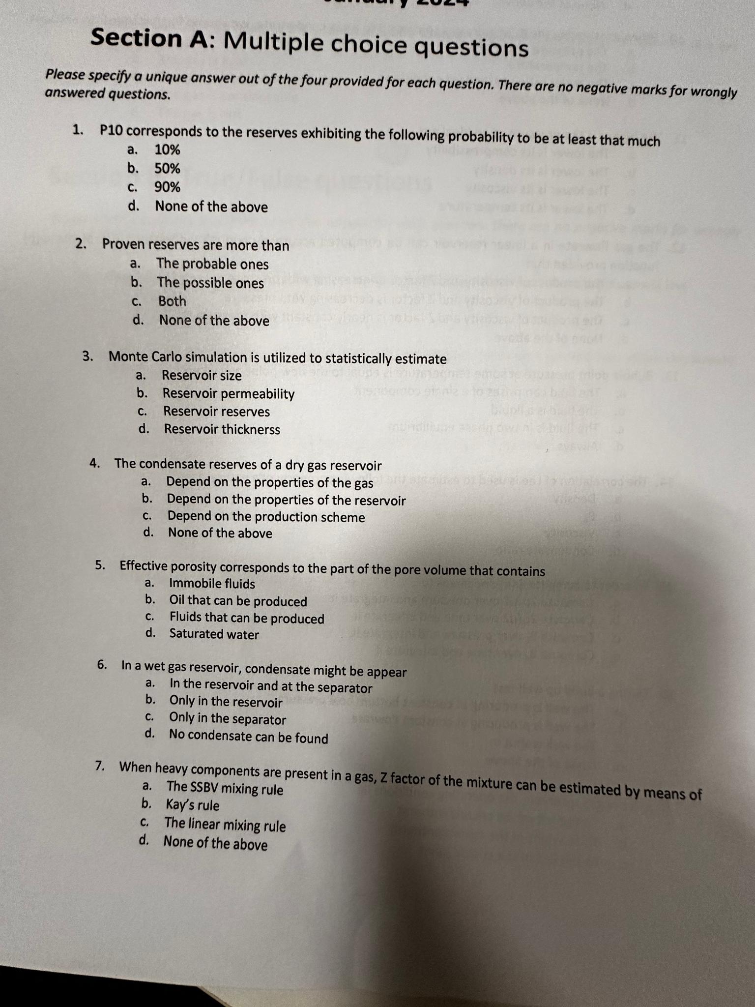 Solved Section A: Multiple choice questionsPlease specify a | Chegg.com