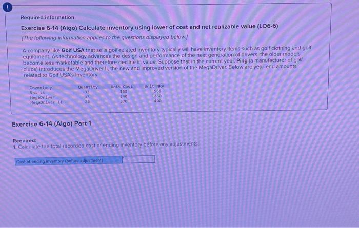 Solved Required information Exercise 6.14 (Algo) Calculate | Chegg.com