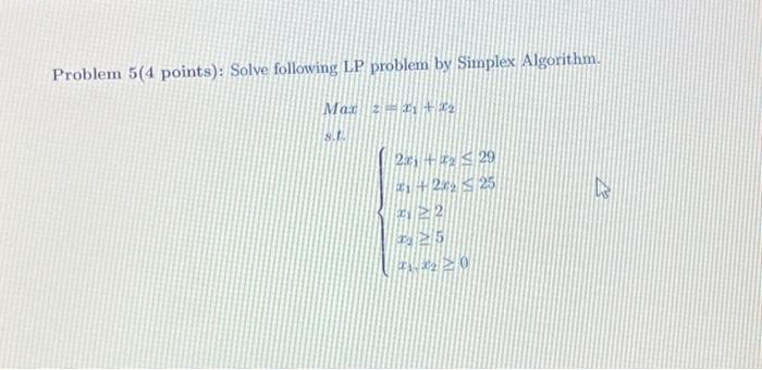 Problem 54 Points Solve Following Lp Problem By 