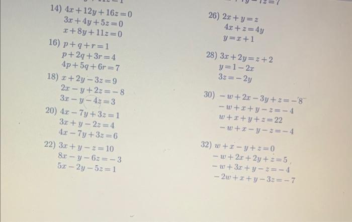 Solved Solve the following system of equations. | Chegg.com