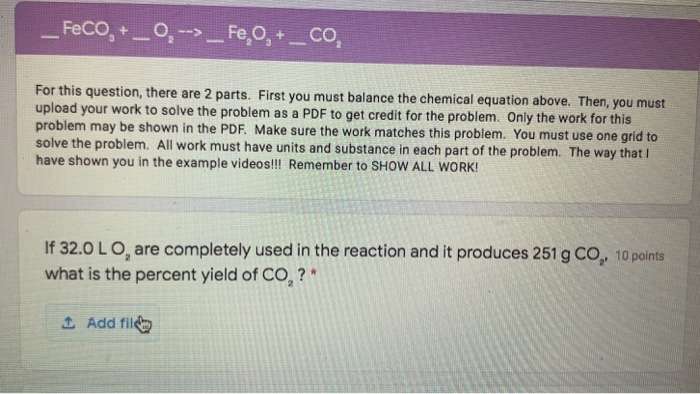 Solved FeCO + O -> FeO, + CO, For this question, there are 2 | Chegg.com