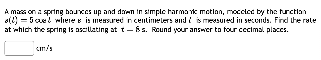 Solved A mass on a spring bounces up and down in simple | Chegg.com