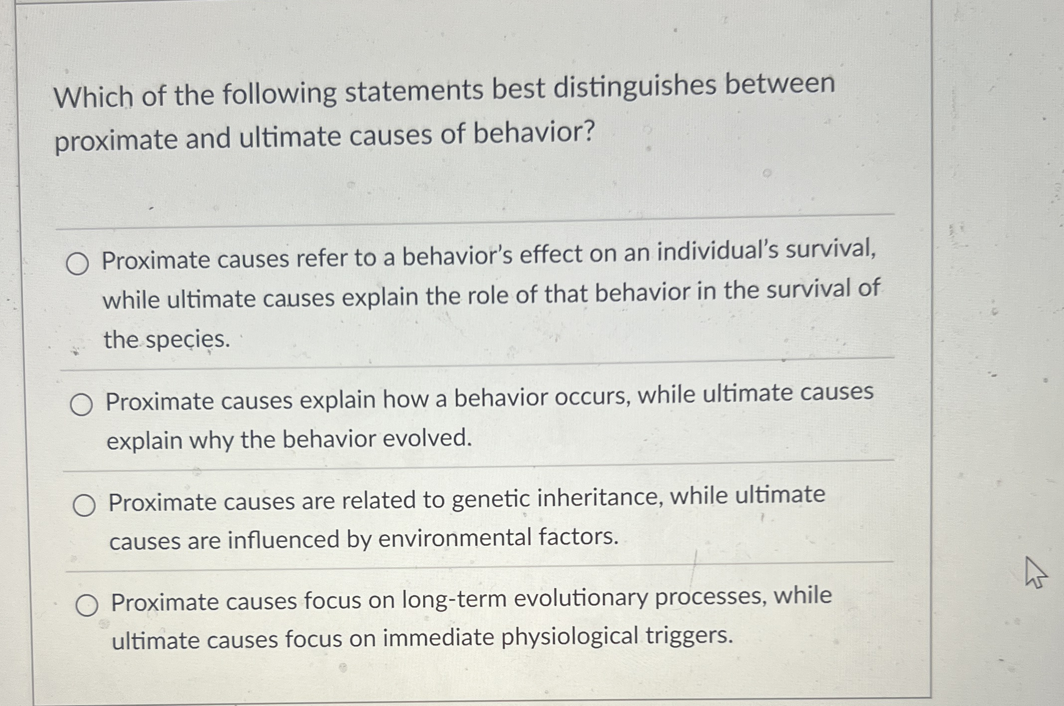 Which of the following statements best distinguishes | Chegg.com