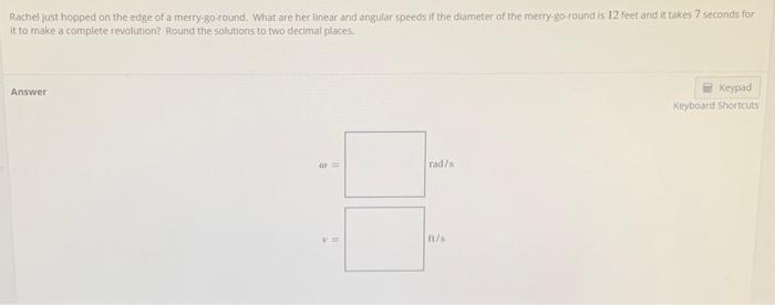 Solved Rachel just hopped on the edge of a merry-go-round. | Chegg.com
