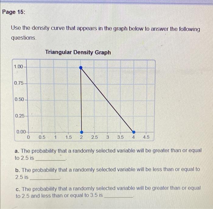 Solved Page 15: Use the density curve that appears in the | Chegg.com