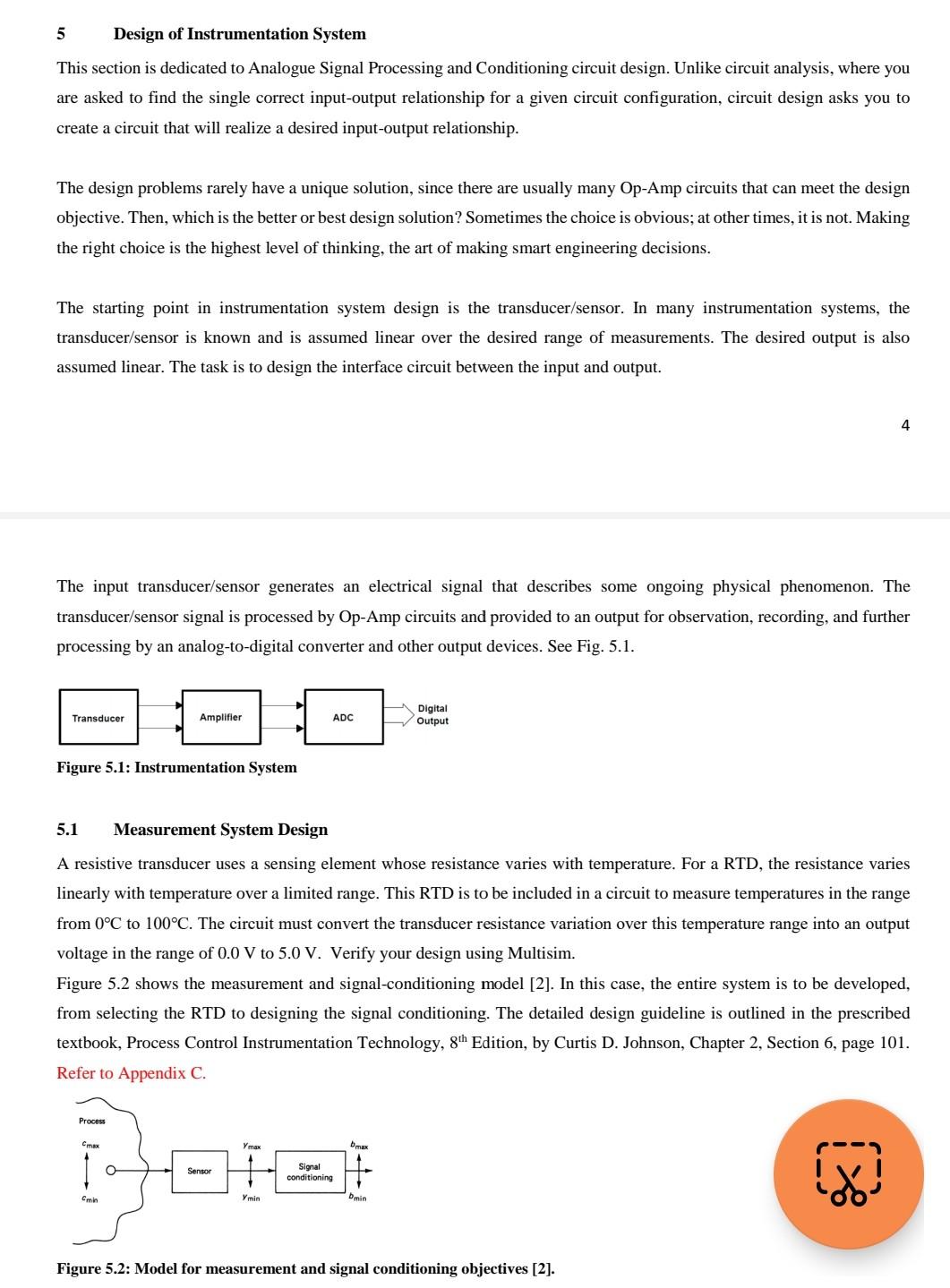 Solved 5 Design of Instrumentation System This section is | Chegg.com