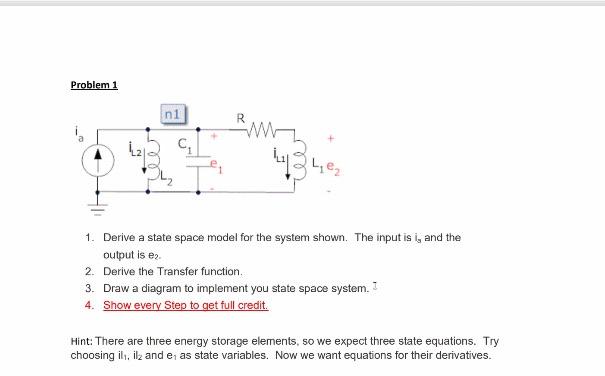 Solved 1. Derive a state space model for the system shown. | Chegg.com
