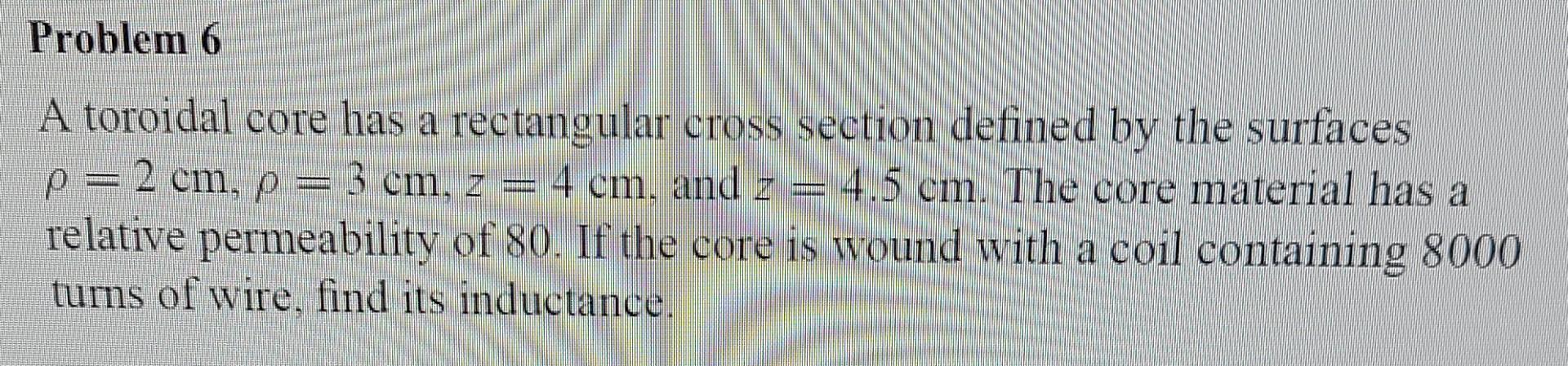 Solved Problem 6 A toroidal core has a rectangular cross | Chegg.com