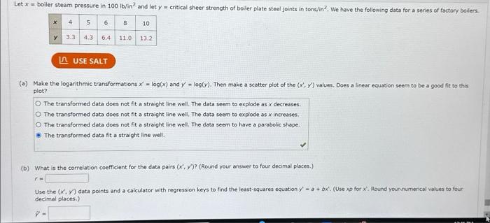 A Make The Logarithmic Transformations Xlogx And 4357
