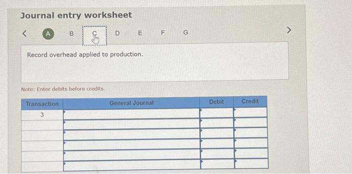 Solved Journal entry worksheet B Record the transfer of | Chegg.com
