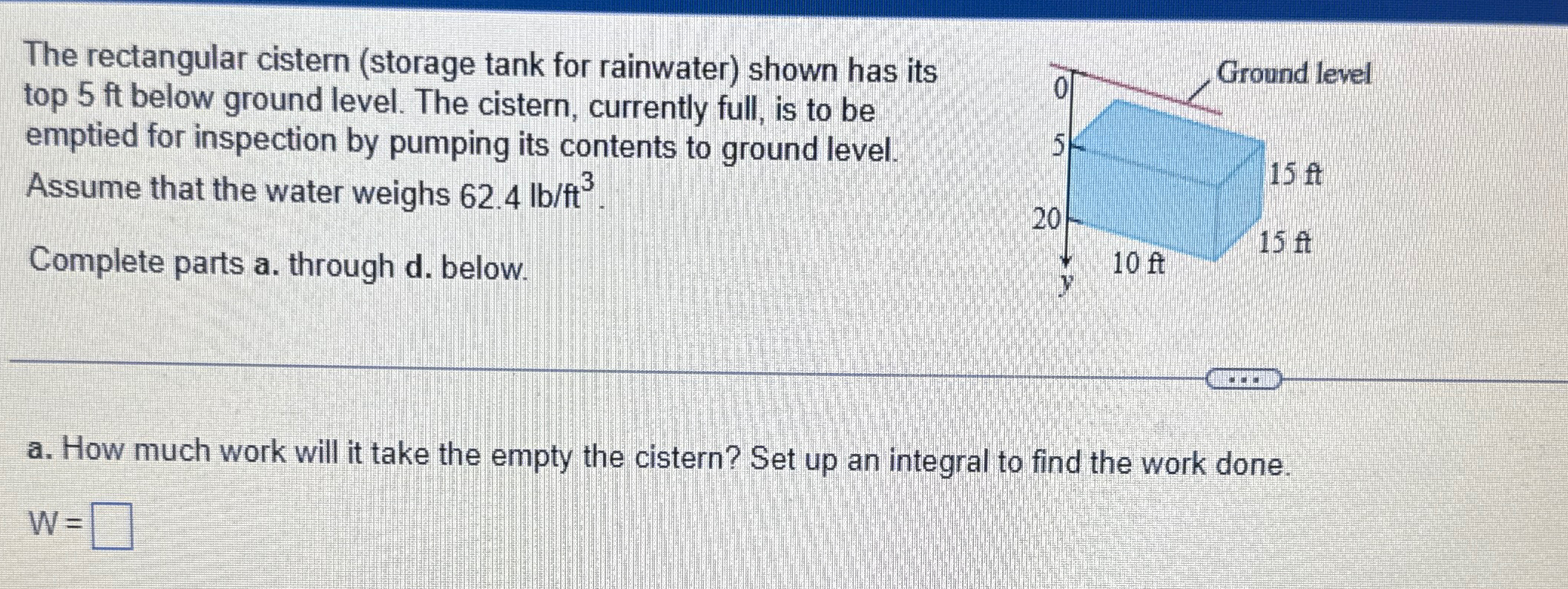 Solved The rectangular cistern (storage tank for rainwater) | Chegg.com