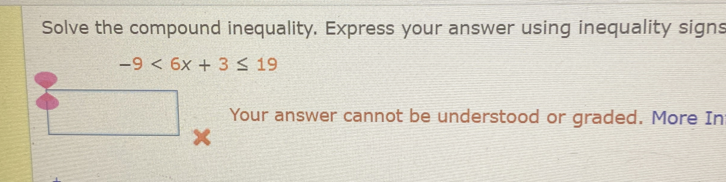 Solved Solve the compound inequality. Express your answer | Chegg.com