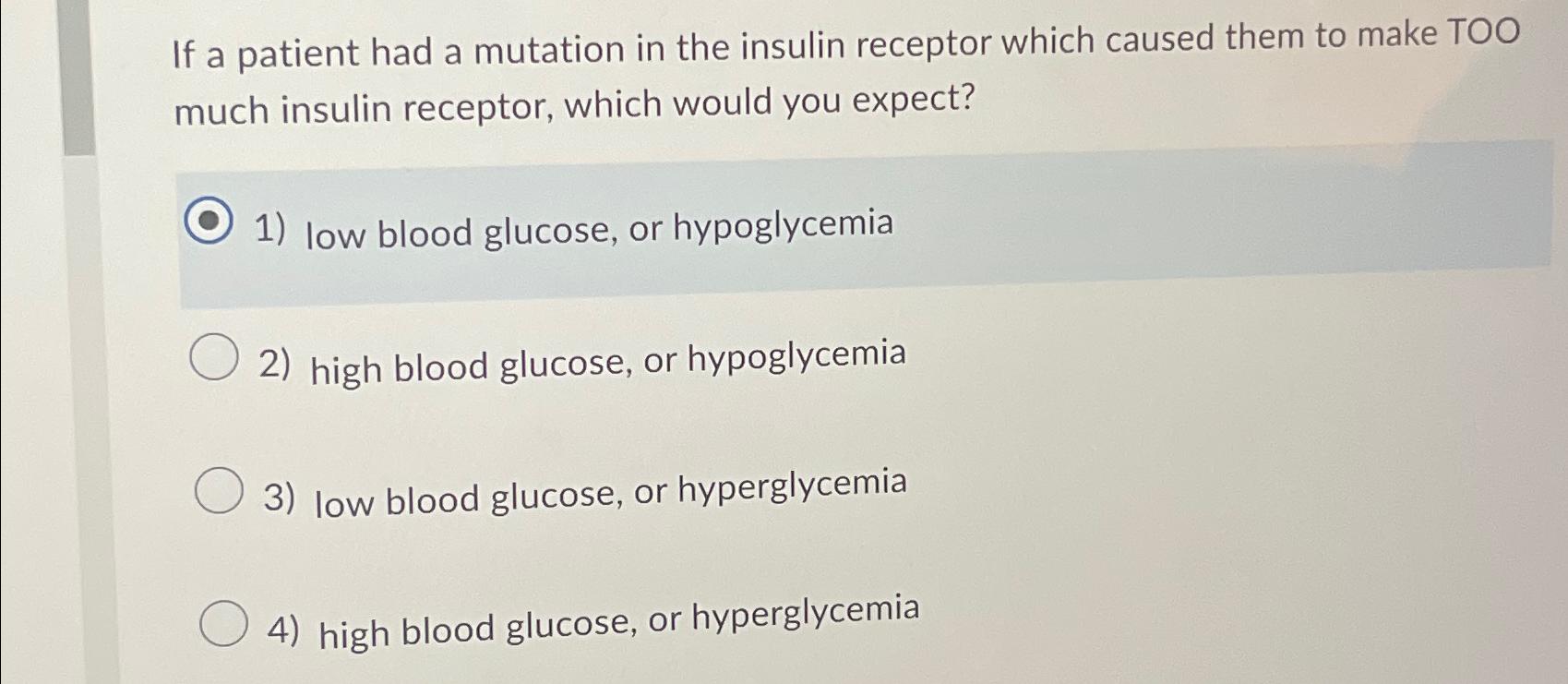 Solved If a patient had a mutation in the insulin receptor | Chegg.com