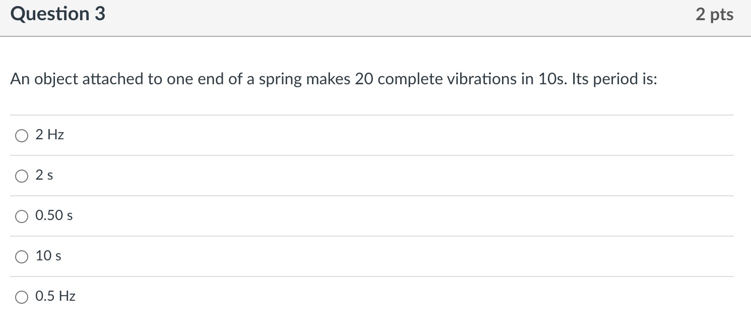 Solved Question 3An object attached to one end of a spring | Chegg.com